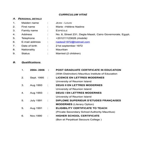 Curriculum VitaE update | DOC