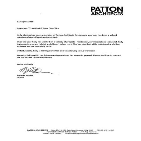 Reference Letter Patton Architects | PDF