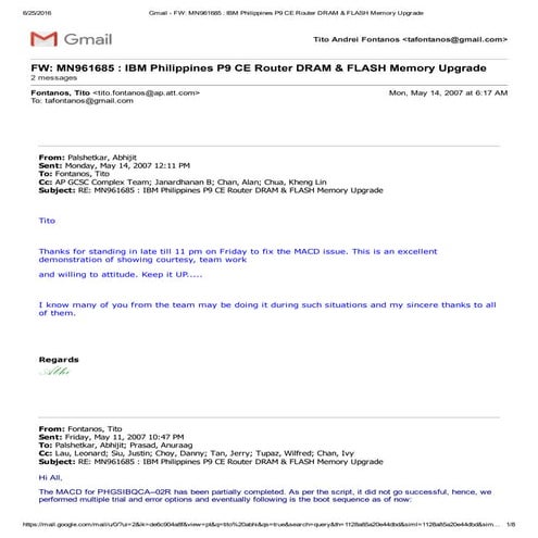 IBM Philippines P9 CE Router DRAM & FLASH Memory Upgrade | PDF