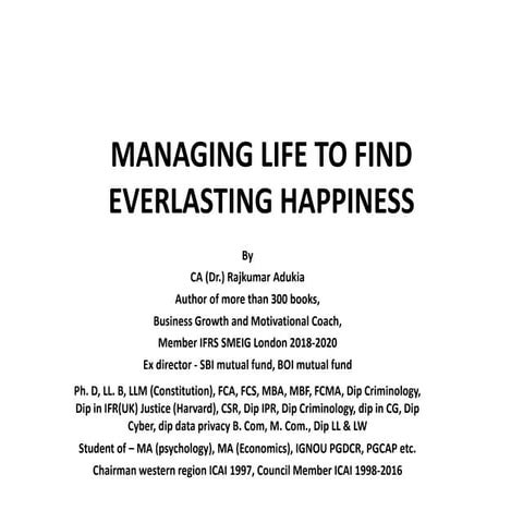 managing life to find everlasting happiness | PDF