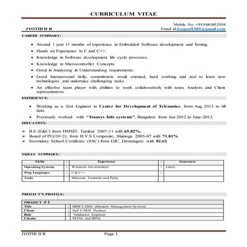 Jyothi Resume | DOCX