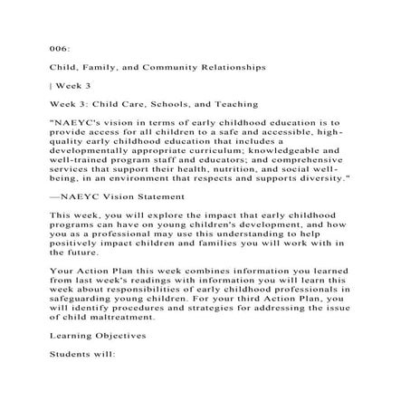 006Child, Family, and Community Relationships Week 3We.docx