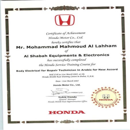 Honda Certificates | PDF