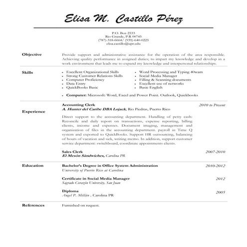 Elisa M. Castillo Perez (resume) | PDF