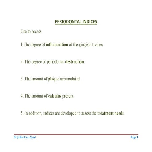CPITN INDEX (Community Periodontal Index of Treatment Needs) | PPTX