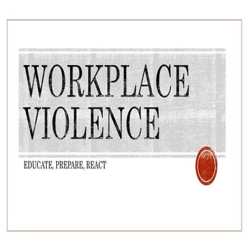 WORKPLACE VIOLENCE | PPT