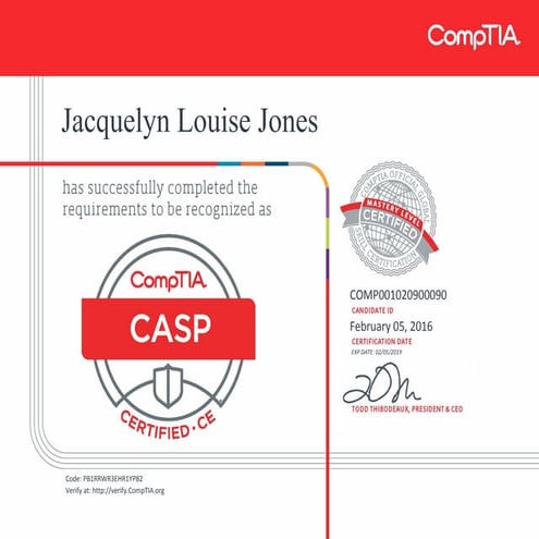 CompTIA Advanced Security Practitioner ce certificate | PDF