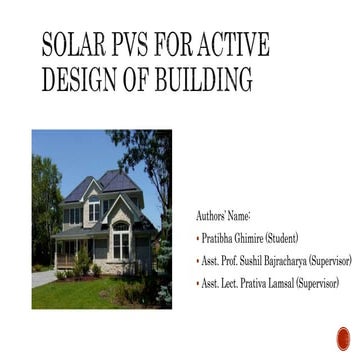 Solar PVs for active design of building | PPTX