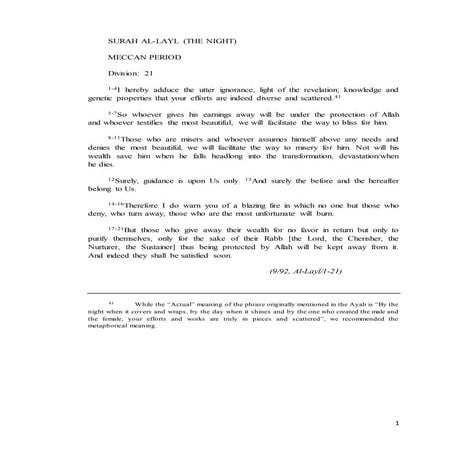 009 surah al-layl (the night) | DOCX | Islam | Religion & Spirituality