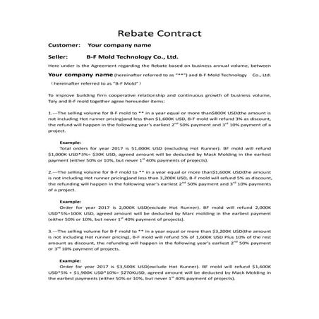 Rebate Contract with your company | PDF