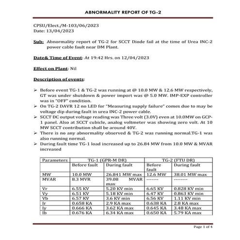 00_Abnormality Report_ | PDF