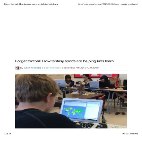 Forget football: How fantasy sports are helping kids learn | PDF ...