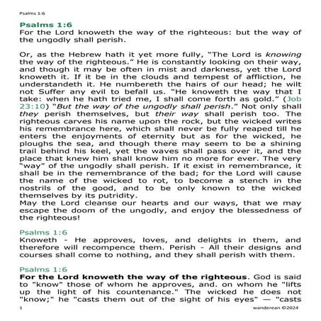 Psalms Chapter 1 - Collection of Biblical Commentaries | PDF