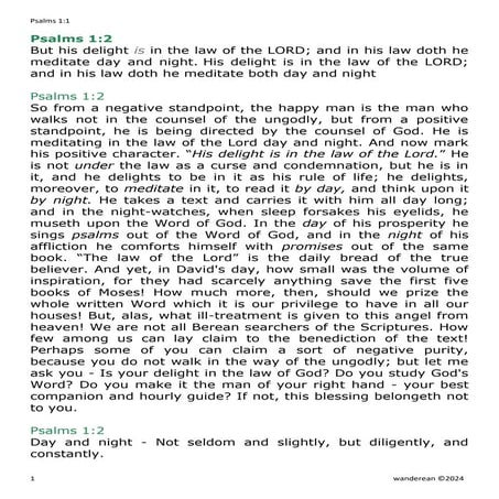 Psalms 1:2 - Collection of Biblical Commentaries | PDF