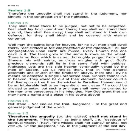 Psalms 1:5 - Collection of Biblical Commentaries | PDF