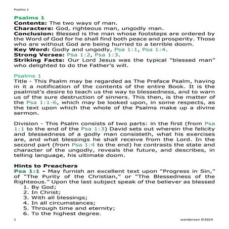Psalms Chapter 1 - Collection of Biblical Commentaries | PDF