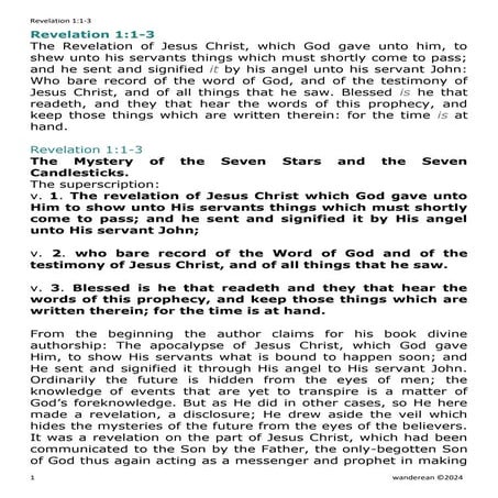 Revelation 1:1-3 - Collection of Biblical Commentaries | PDF