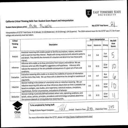 California Critical Thinking Skills Test_Nwauche | PDF