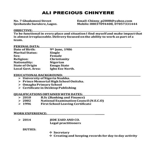 ALI PRECIOUS CHINYERE CV-1-1-1-1 | DOCX