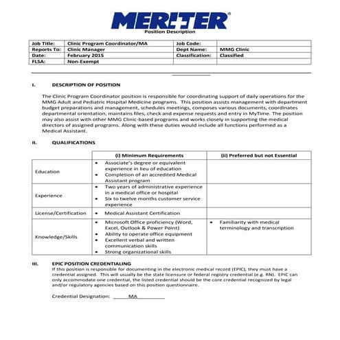 Clinic Program Coordinator-MA FINAL | DOC