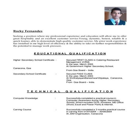 Rocky Fernandes Resume | DOCX