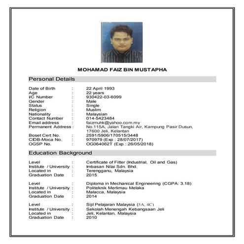 MOHD FAIZ RESUME -BI update 30 October 2015 | DOCX