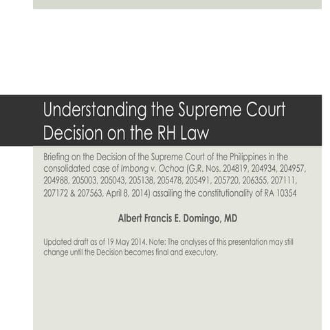Understanding the Supreme Court Decision on the RH Law | PPTX