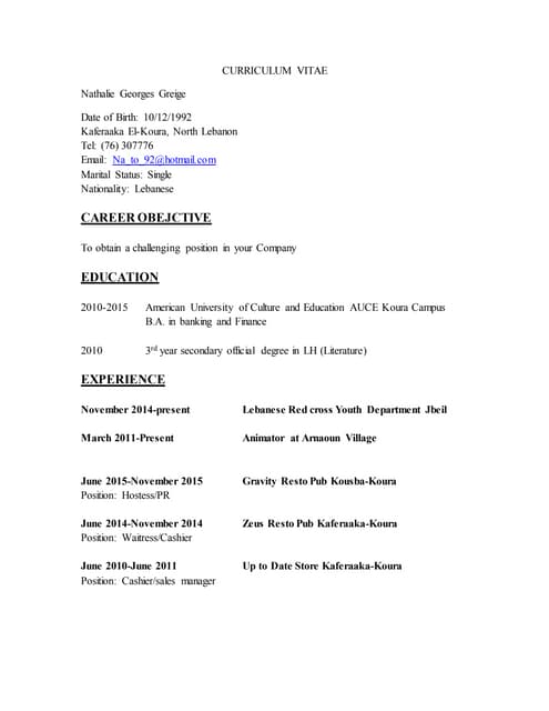 CV Stephanie Di Nobile2 | PDF