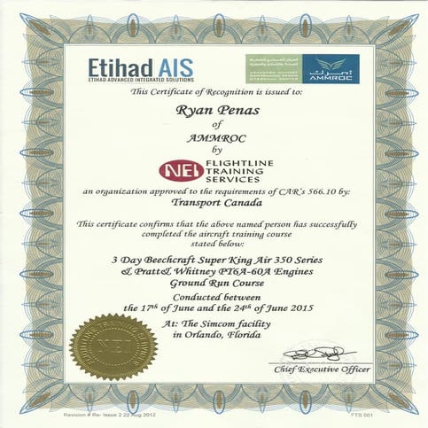 FLIGHTLINE TRAINING CERTIFICATE 1 | PDF