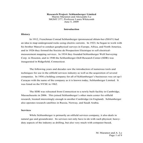 Schlumberger Limited | DOC