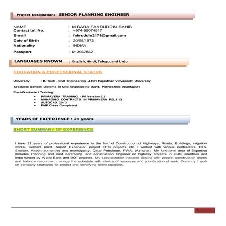 Project Summary in Hyder Consulting | PDF