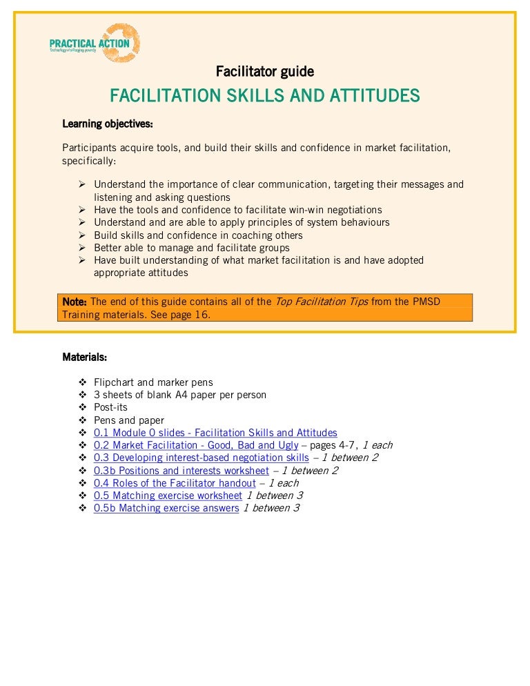 Facilitation Training Materials - Facilitator Guide