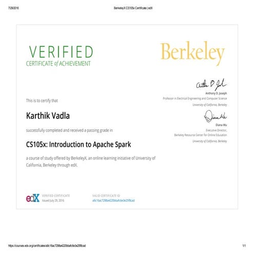 BerkeleyX CS105x Certificate _ edX | PDF
