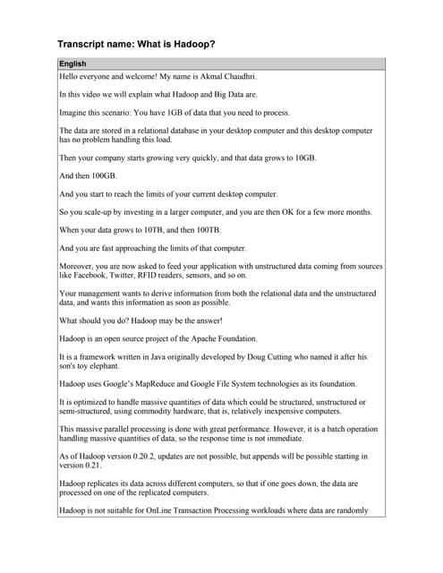 PPT on Hadoop | PPTX