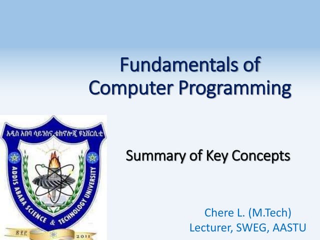 Fundamentals Of Computer Programming In C Key Concepts Ppt 5731