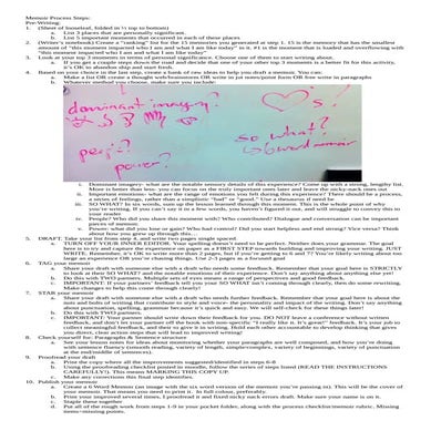 S1 2014-2015, English 10 Memoir Writing Process Steps | PDF
