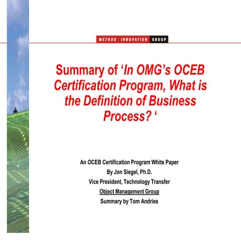 00 Summary Of ‘In Omg’S Oceb Certification Program | PPTX