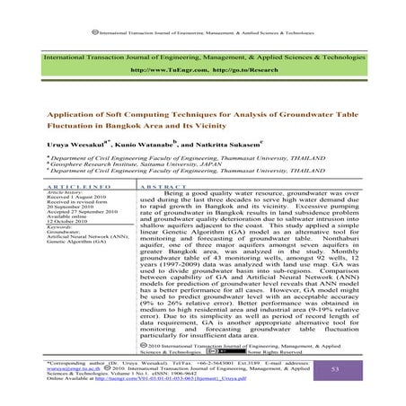 Application of Soft Computing Techniques for Analysis of Groundwater Table Fluctuation in ...