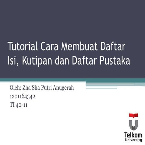 Tutorial Cara Membuat Daftar Isi, Kutipan, dan Daftar Pustaka | PPT