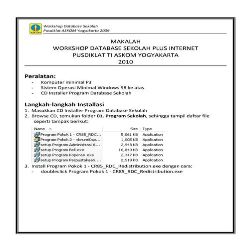 01. makalah workshop database sekolah | PDF
