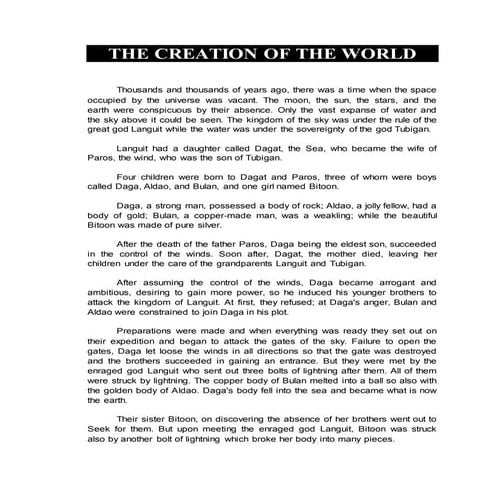 The Creation of the World | DOCX