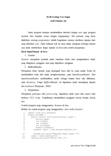 0106 Java Segetting User Input Pdf 7990