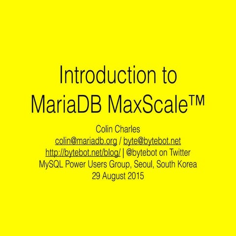 Introduction To Mariadb Maxscale Pdf Databases Computer Software