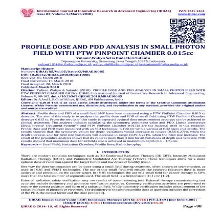 PROFILE DOSE AND PDD ANALYSIS IN SMALL PHOTON FIELD WITH PTW PINPOINT ...