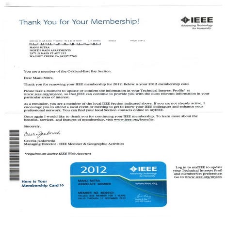 01. IEEE (Associate) Membership id 2012 | PDF