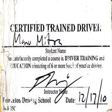 Certified Trained Driver | PDF