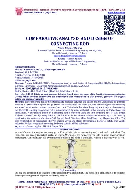 Comparative Analysis And Design Of Connecting Rod Pdf