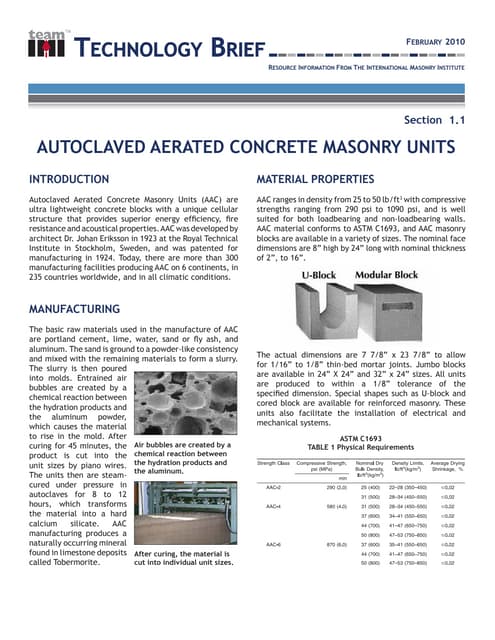 Autoclaved Aerated Concrete Bricks (AAC) Seminar Report. | DOCX