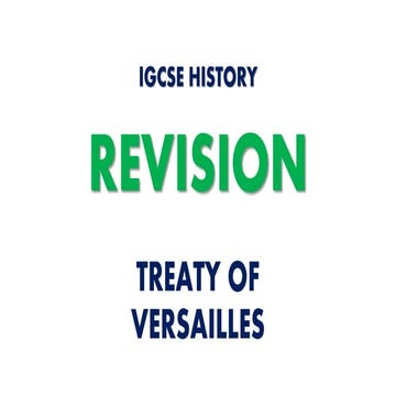 REVISION IGCSE CAMBRIDGE HISTORY: TREATY OF VERSAILLES | PPTX