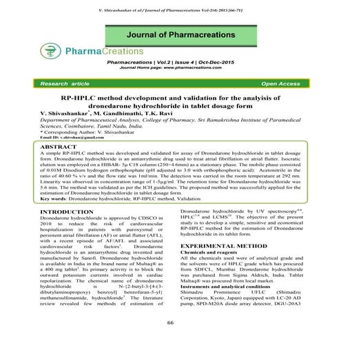 RP-HPLC method development and validation for the analyisis of ...